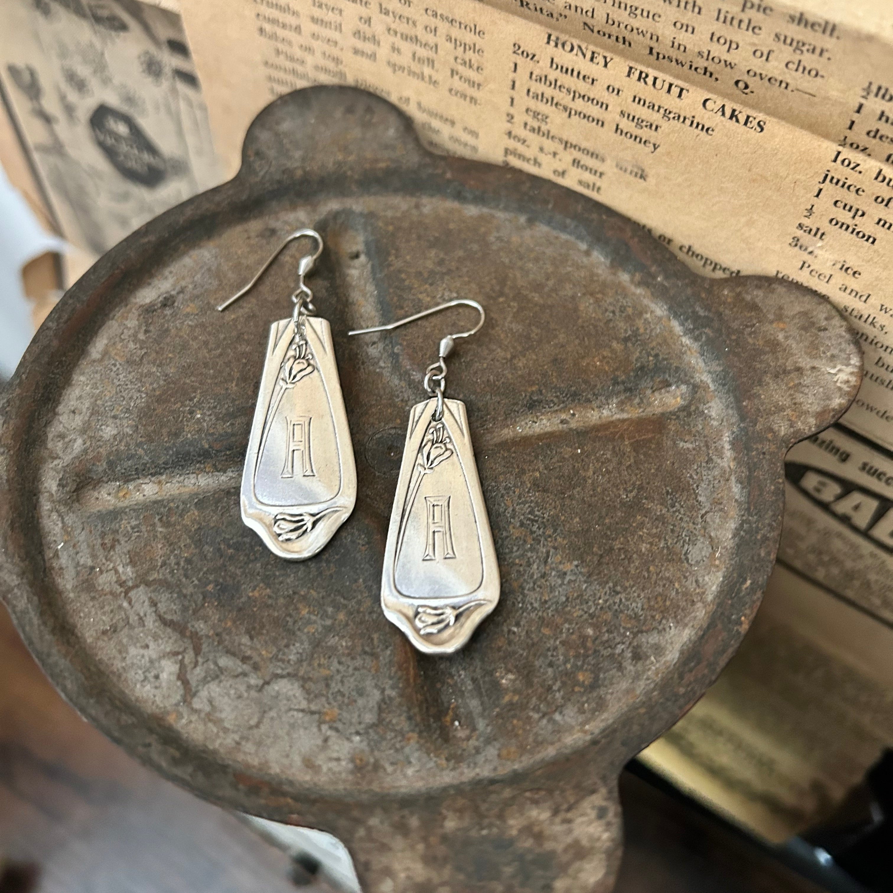 Silverware Monogram A Earrings – Molly Made